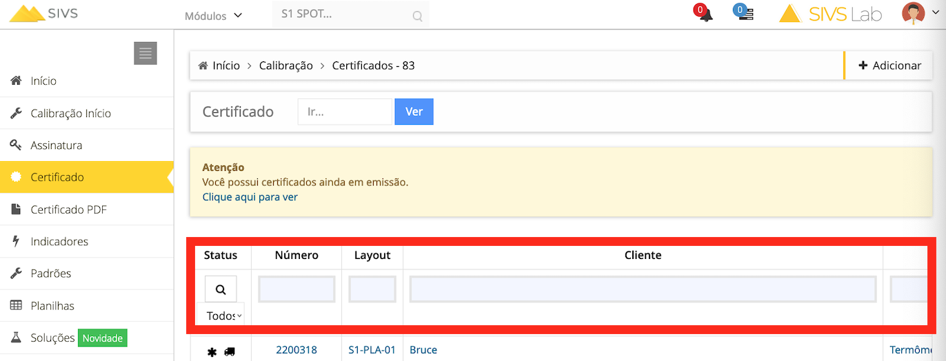 Certificado | Dados do Certificado – Histórico e Detalhes – SIVS